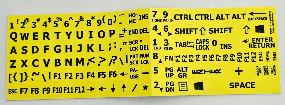 Keyboard sticker upper case bold letters fluorescent for low vision ...