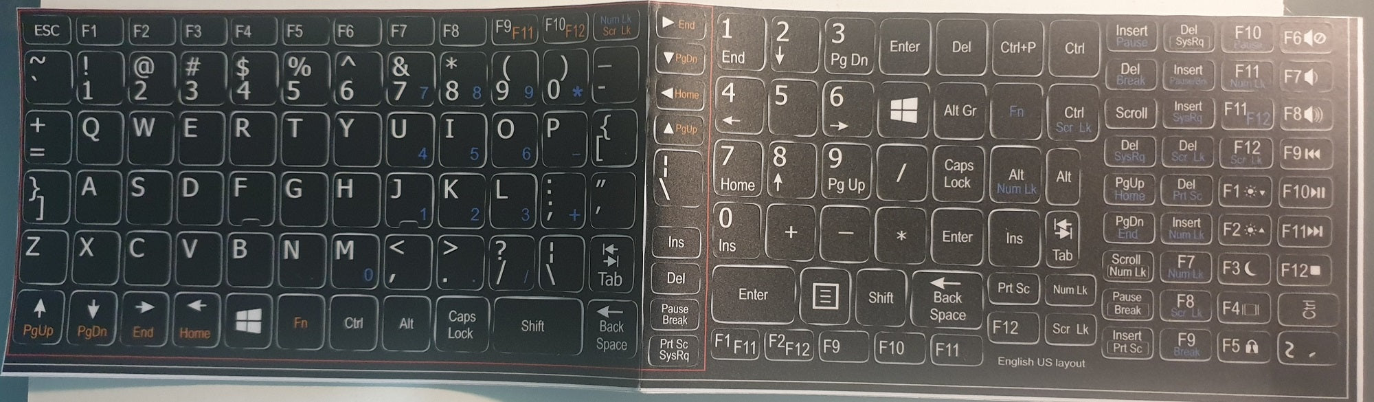 Keyboard stickers - full notebook replacement set for US keyboard ...